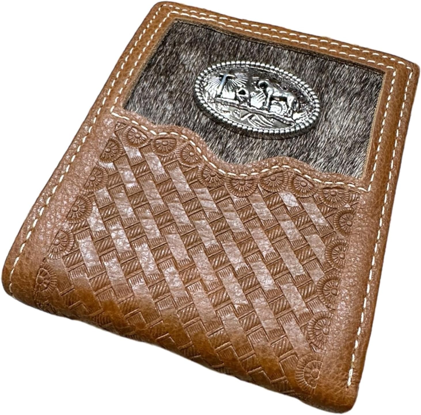 Western Stakes Mens Cow Hair Cowboy Cowboy Praying At Cross Basketweave ...