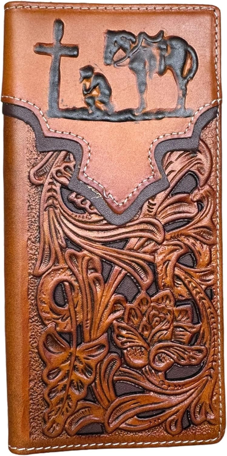 Western Stakes Mens Cowboy Praying At Cross Embossed Western Long ...