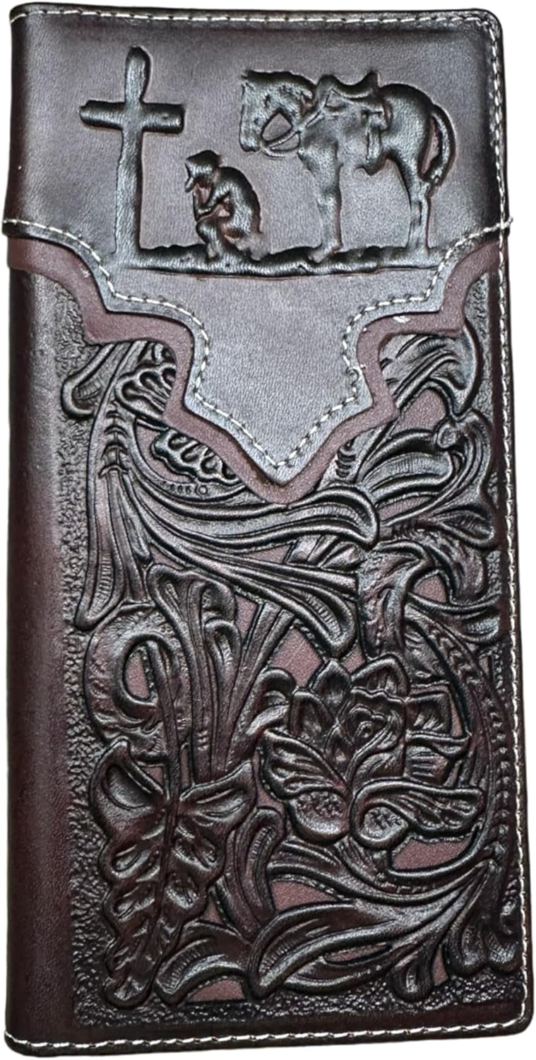 Western Stakes Mens Cowboy Praying Western Long Wallet Floral Cutout ...