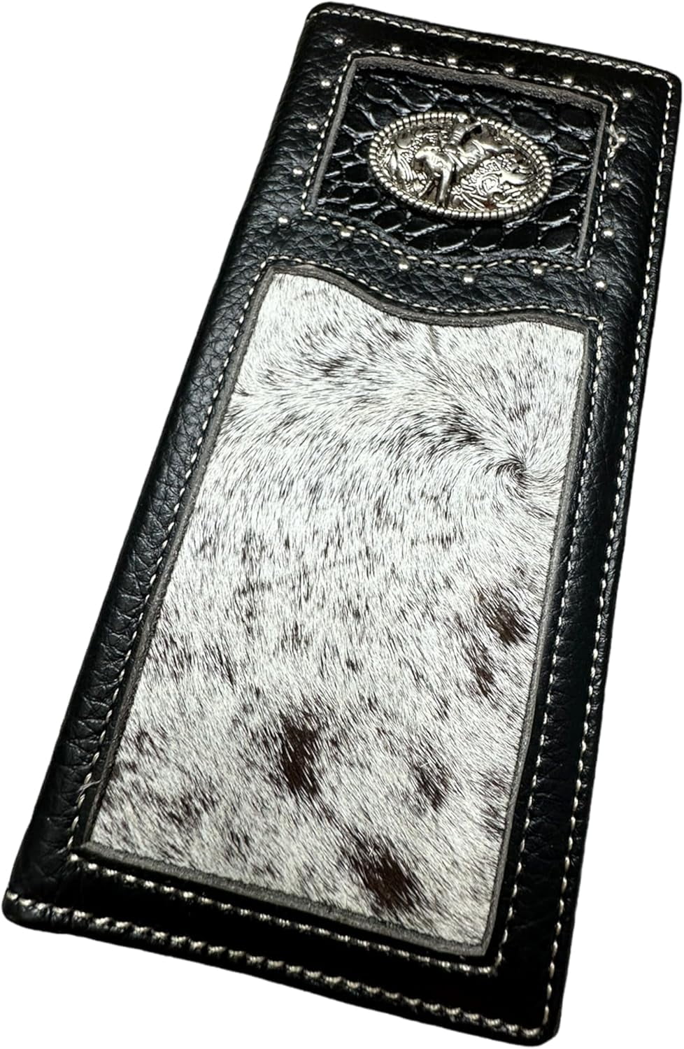Western Stakes Mens Leather Long Wallet Bull Rider Rodeo Concho Bifold ...
