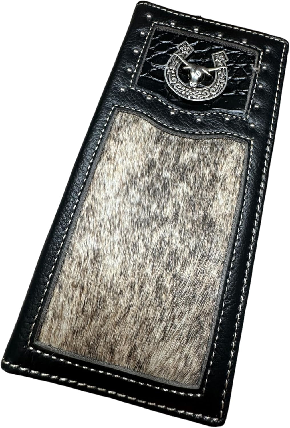 Western Stakes Mens Leather Long Wallet Horseshoe Longhorn Concho ...