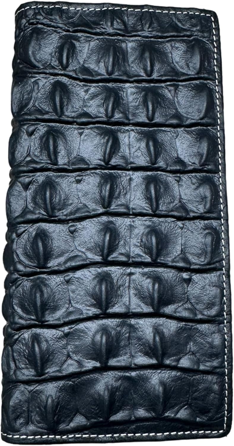 Western Stakes Mens Long Wallet Floral Tooled Leather Alligator Pattern ...