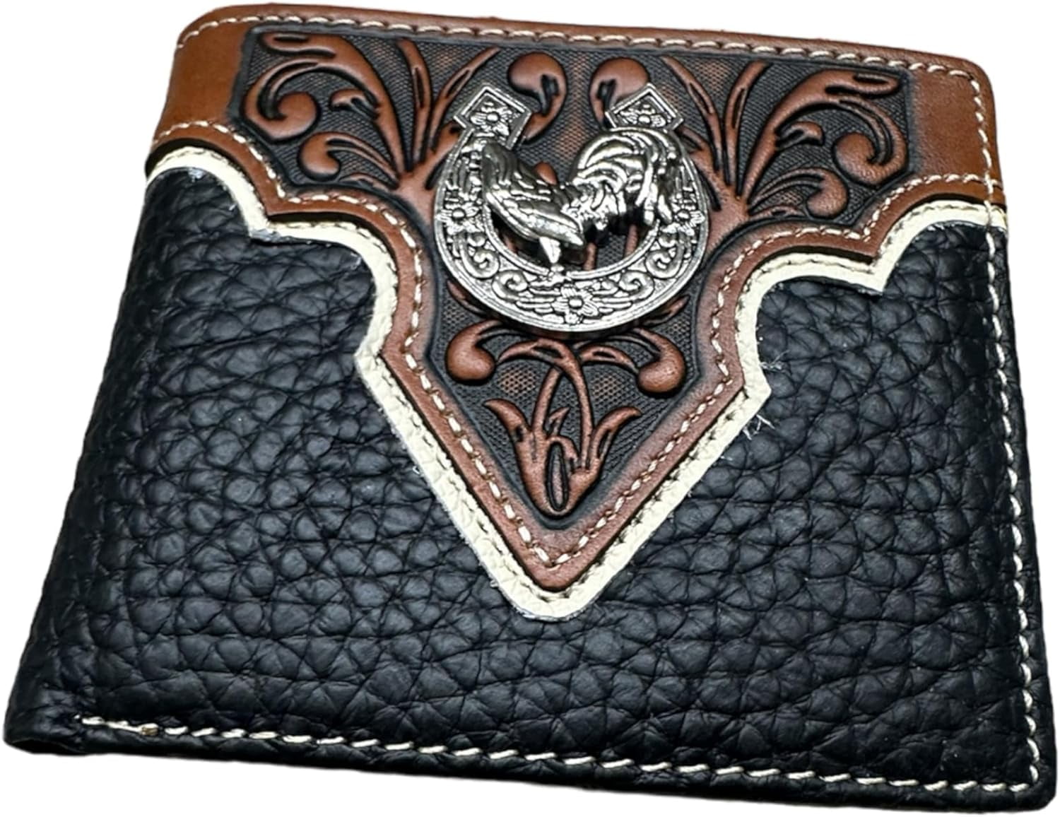 Western Stakes Mens Wallet Floral Rooster Concho Tooled Cowboy Western ...