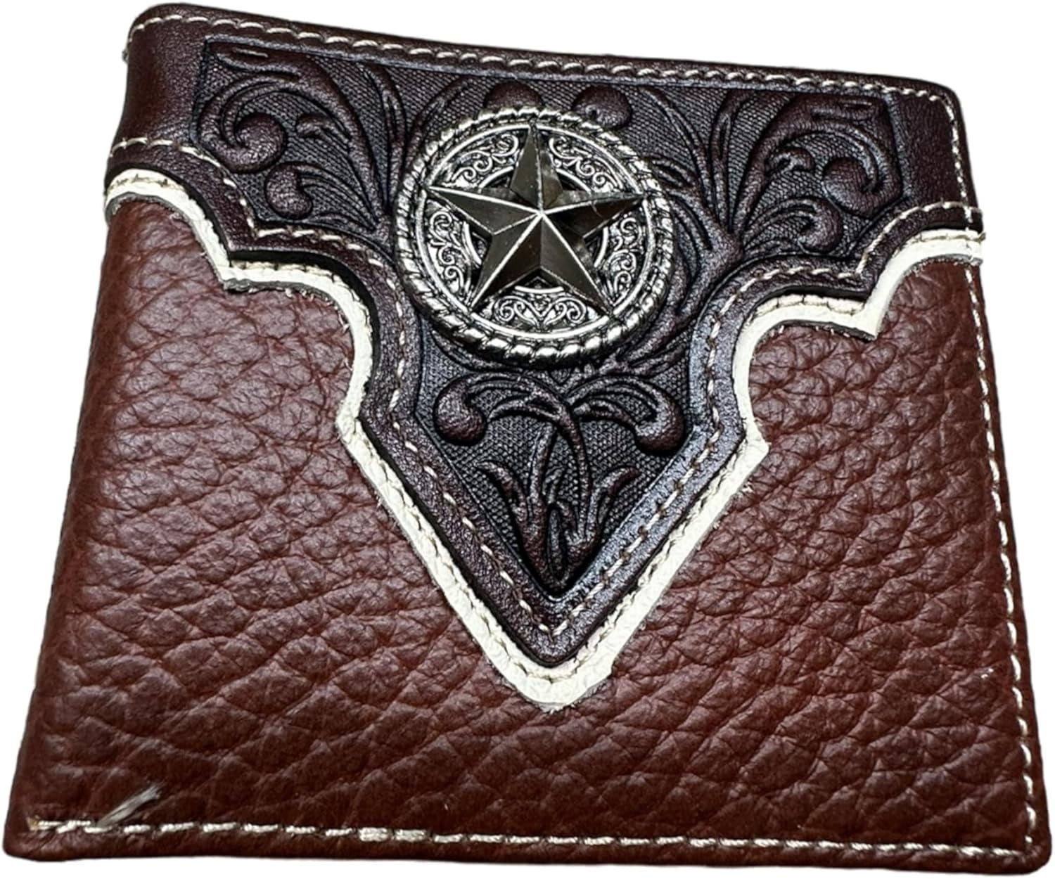 Western Stakes Mens Wallet Floral Tooled Lone Star Concho Embossed ...