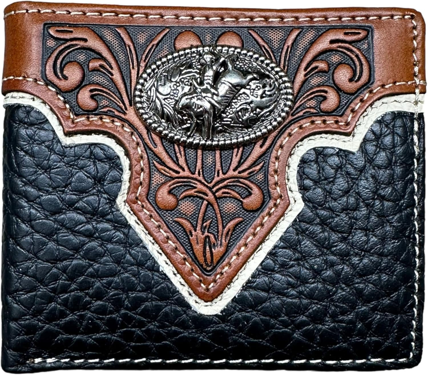 Western Stakes Mens Wallet Floral Tooled Rodeo Bull Rider Concho ...