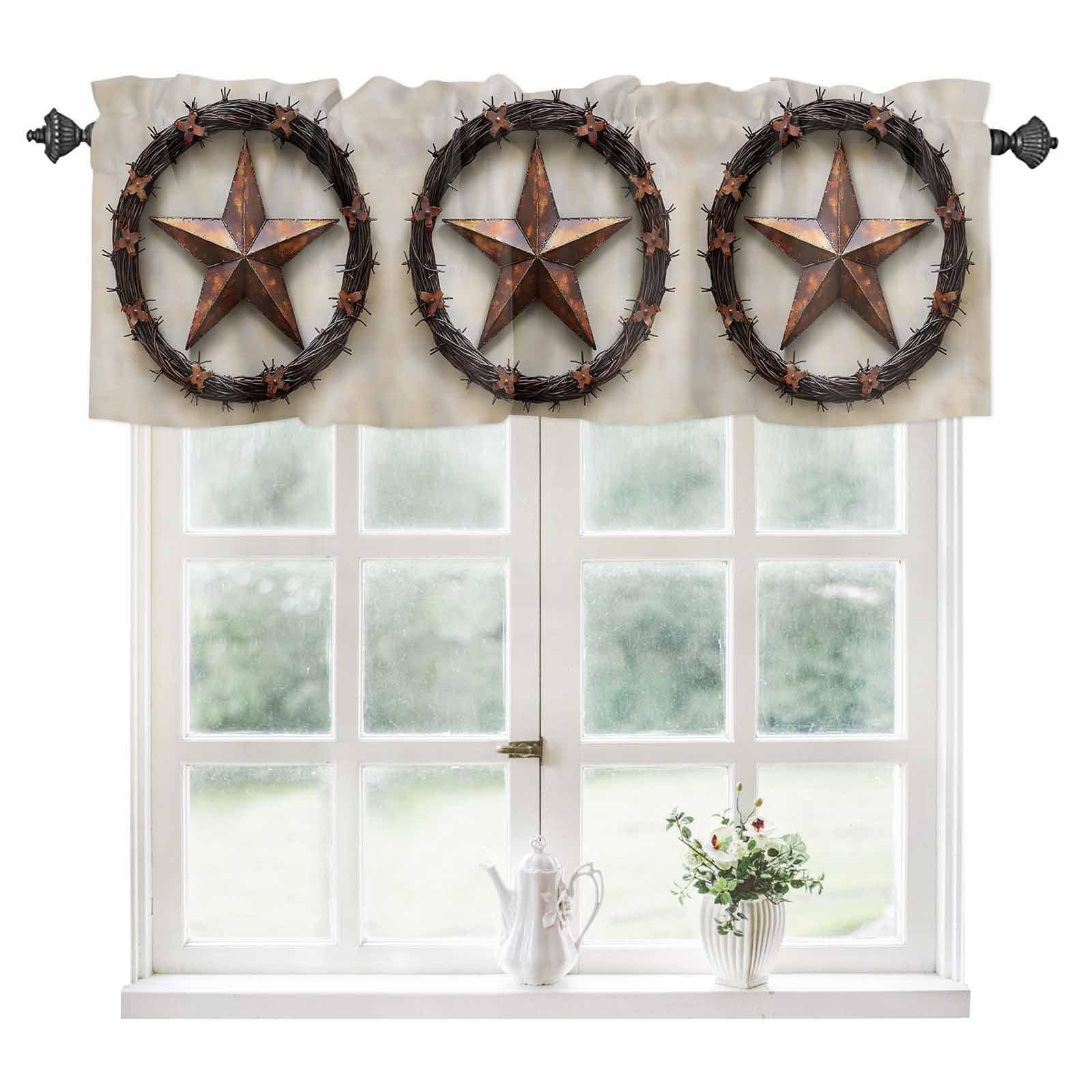 Western Star Brown Kitchen Valances for Windows 42x12 Inch Kitchen ...