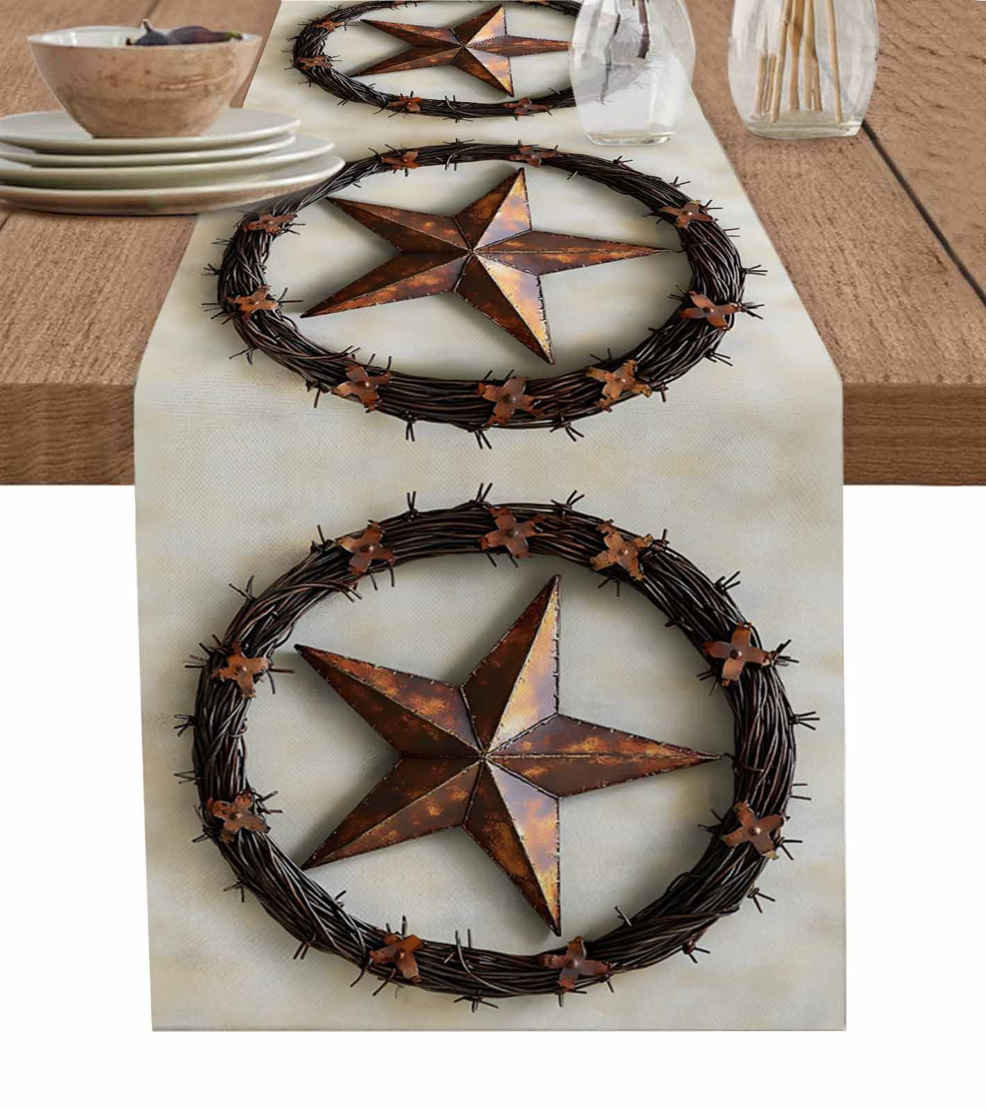 Western Star Brown Table Runner 108 Inches, Country Farmhouse Retro ...
