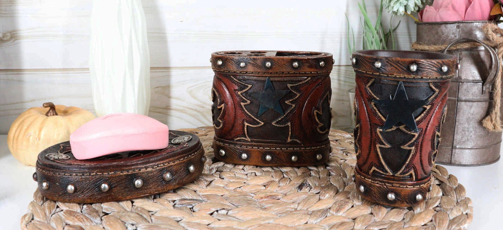 Western Star Cowboy Country Bootcut Cup Soap Dish And Toothbrush Holder ...
