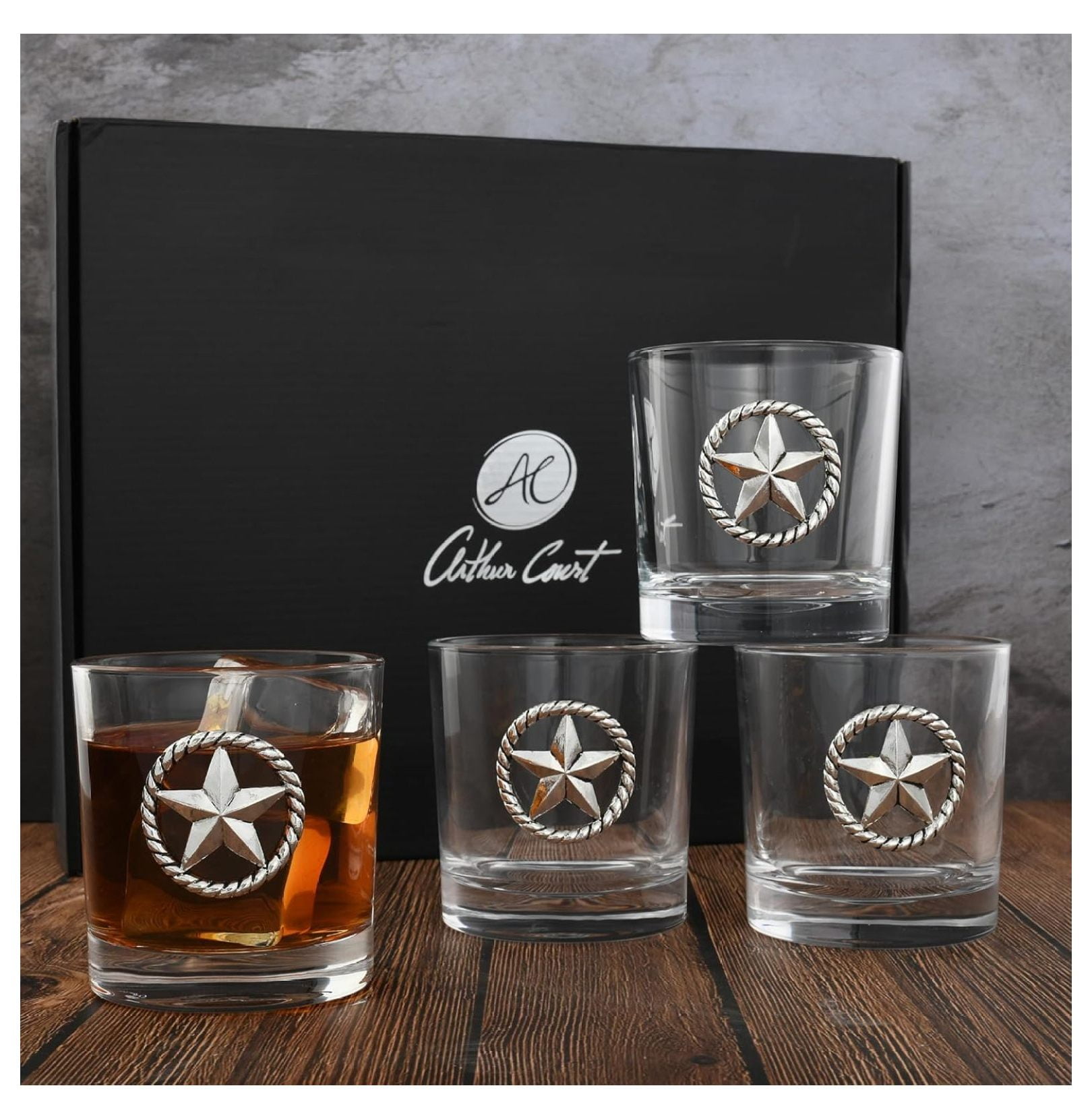 Western Star Double Old Fashioned Whiskey Glasses (Set of 4 glasses ...