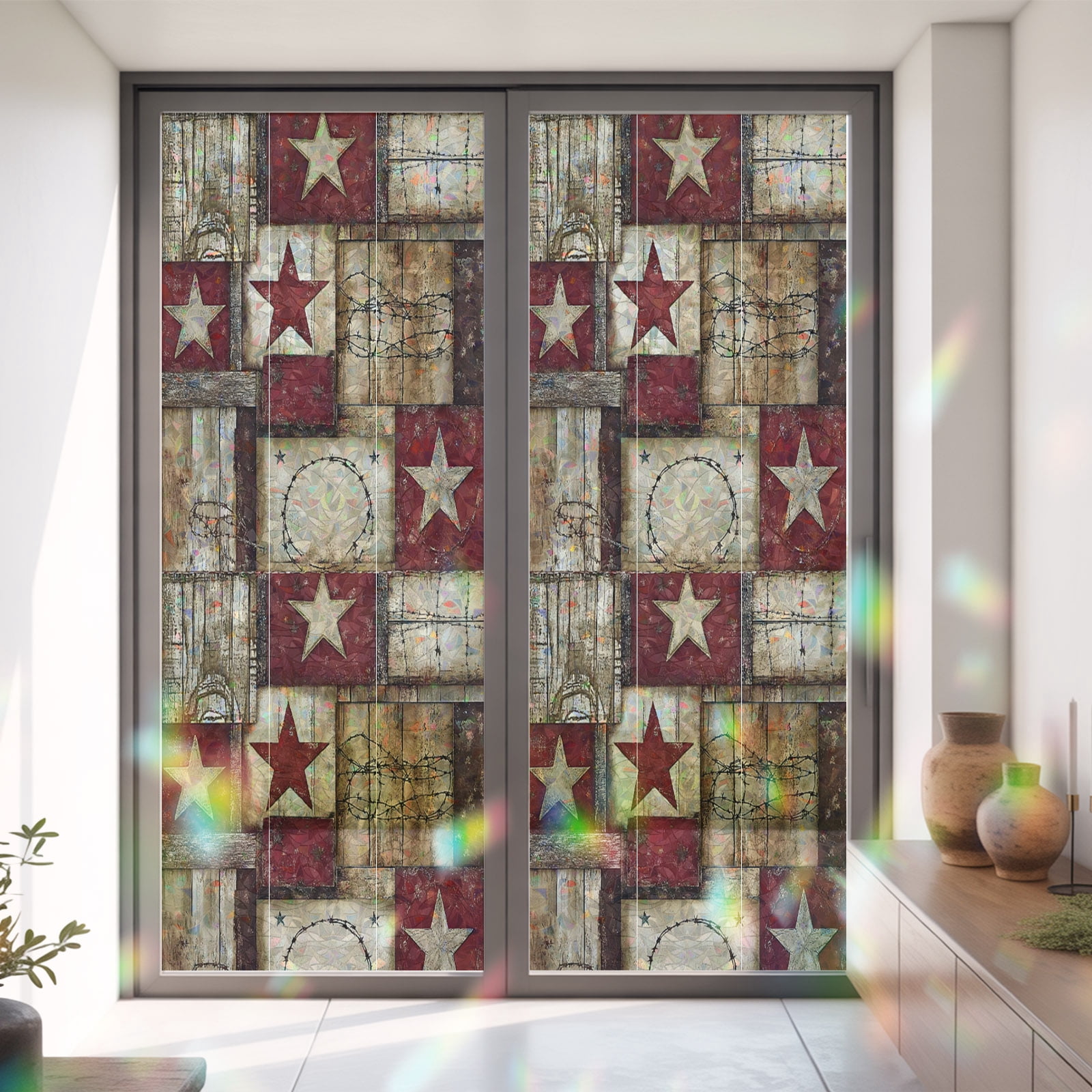 Western Star Farm Retro Wood Board Window Privacy Film,Decorative ...