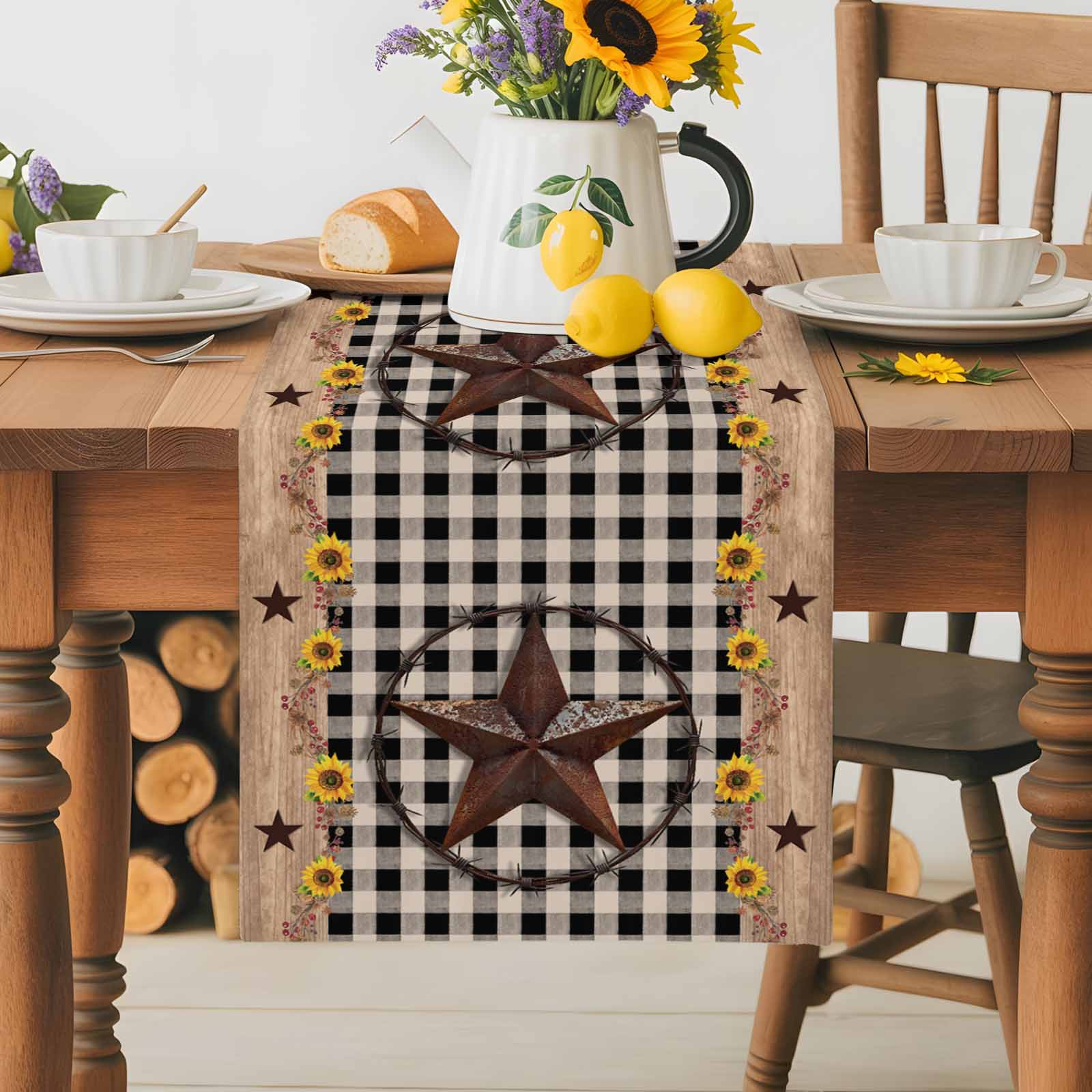Western Star Farm Sunflower Table Runners 13x36 Inches Long Linen ...
