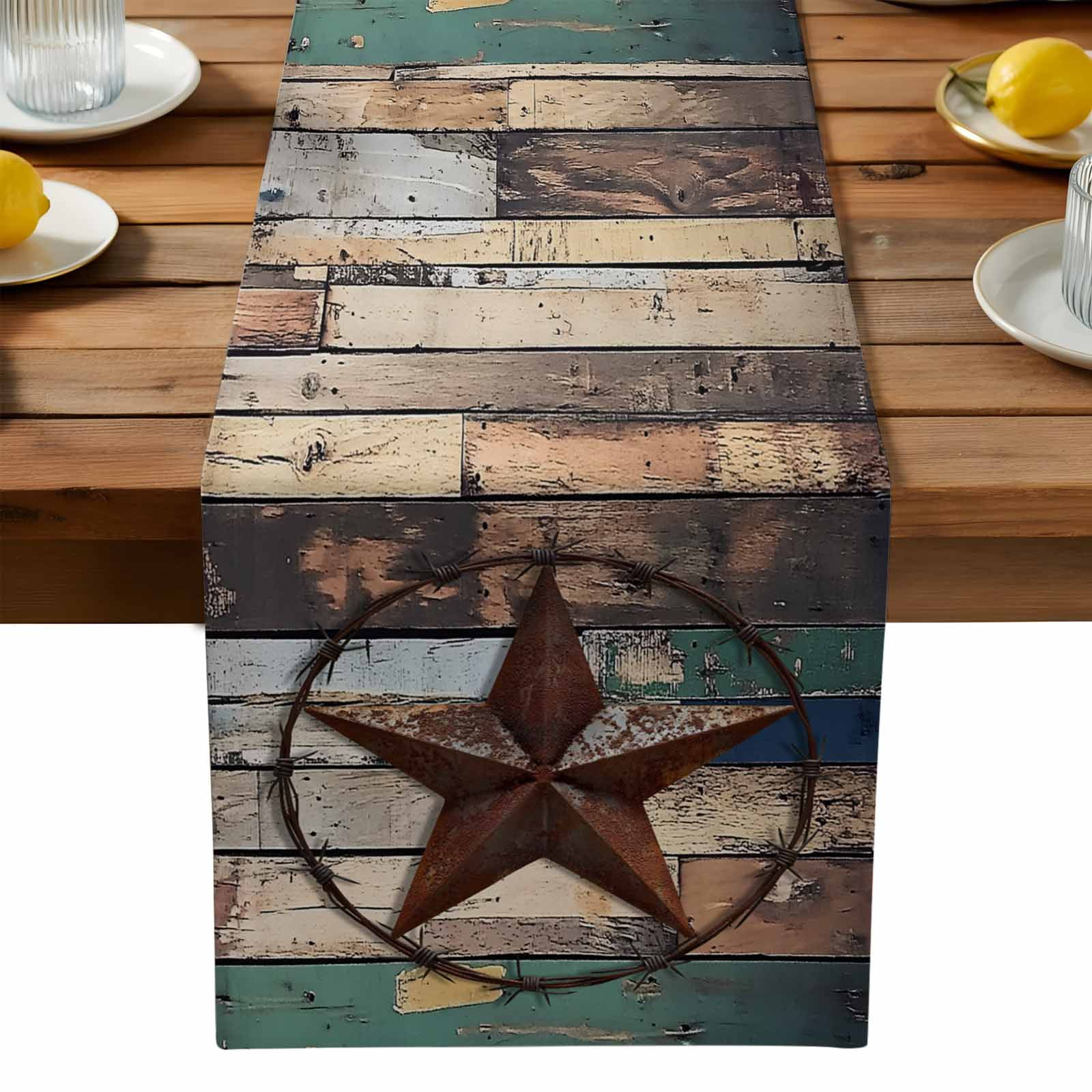 Western Star Farm Texas Table Runners 13x70 Inches Long Linen Burlap ...