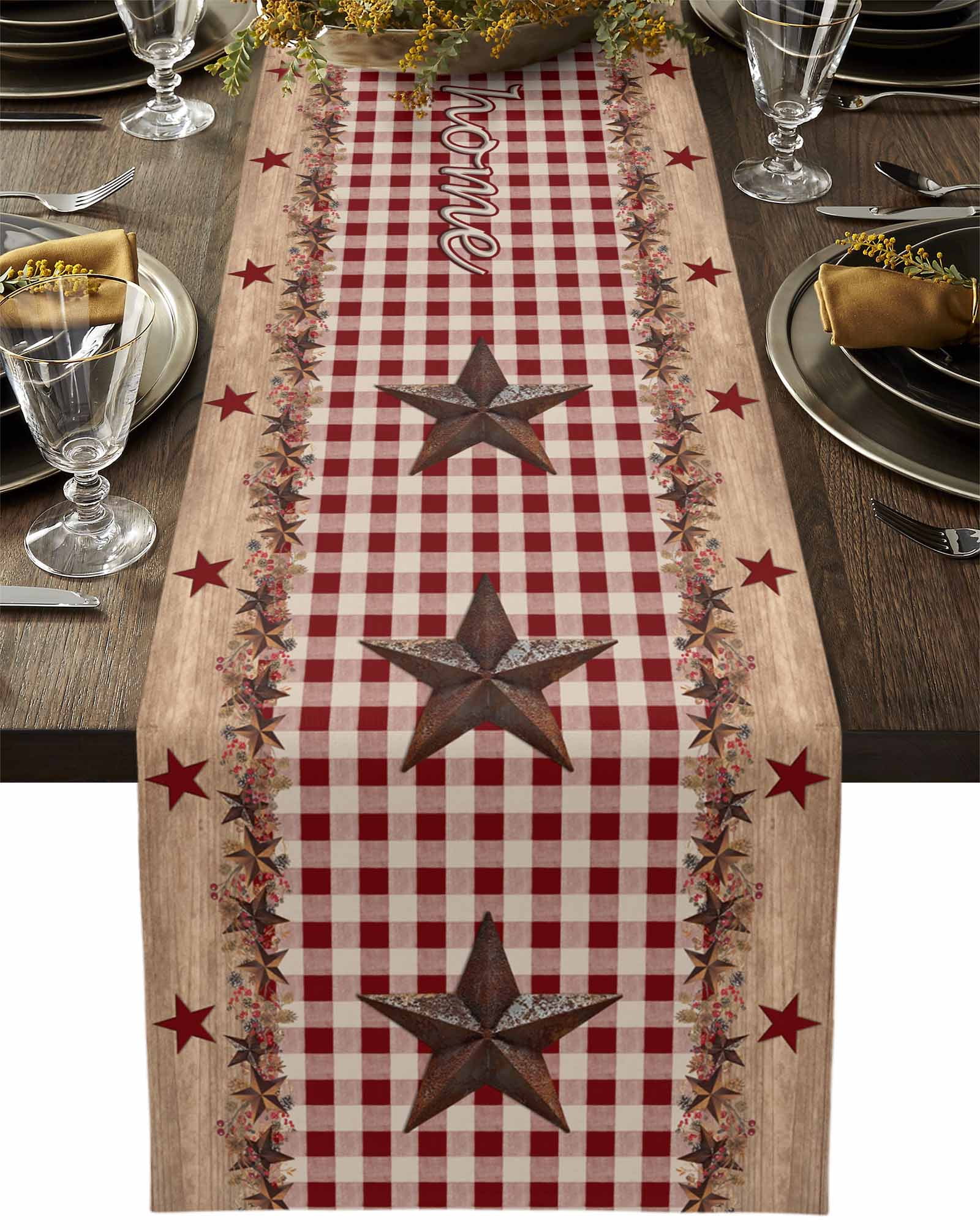Western Star Farm Wood Grain Table Runners 13x36 Inches Long Linen ...