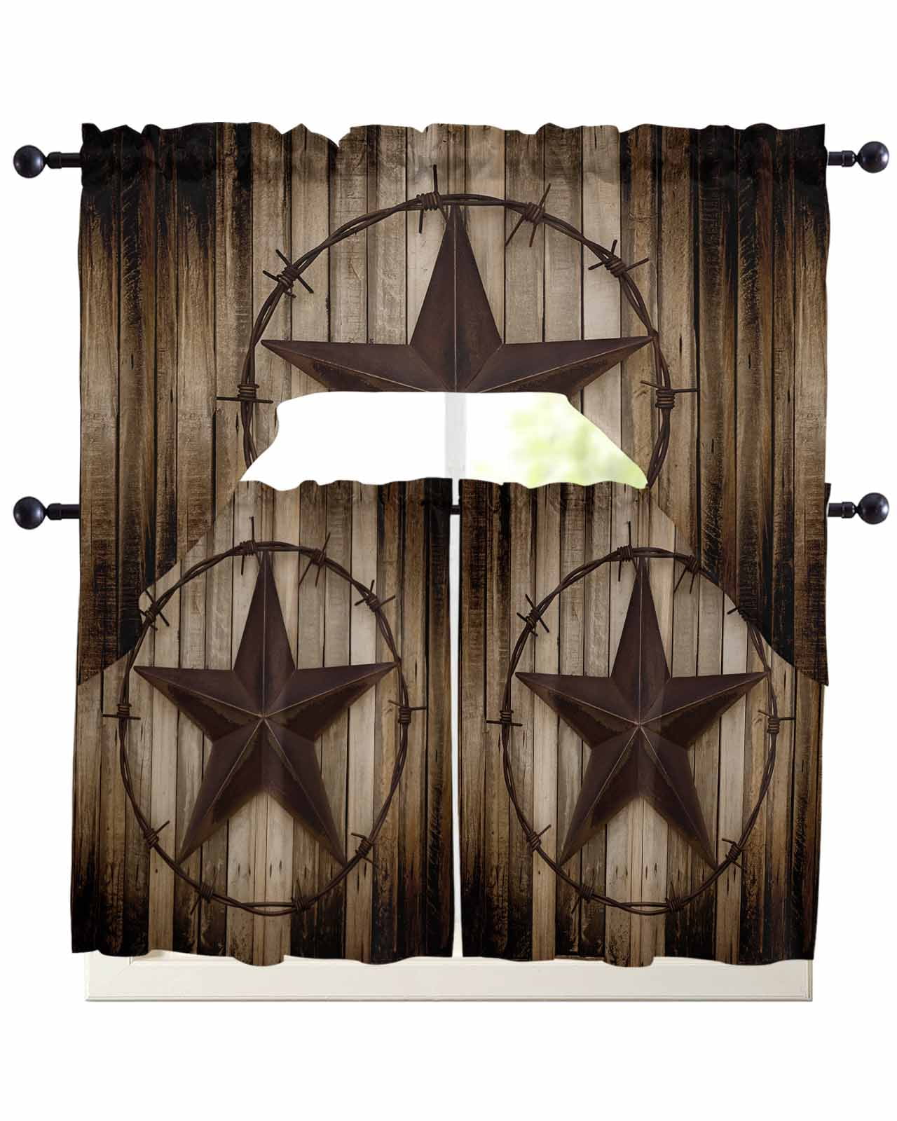 Western Star Retro Kitchen Curtains Sets 36 Inch Length with Valance ...