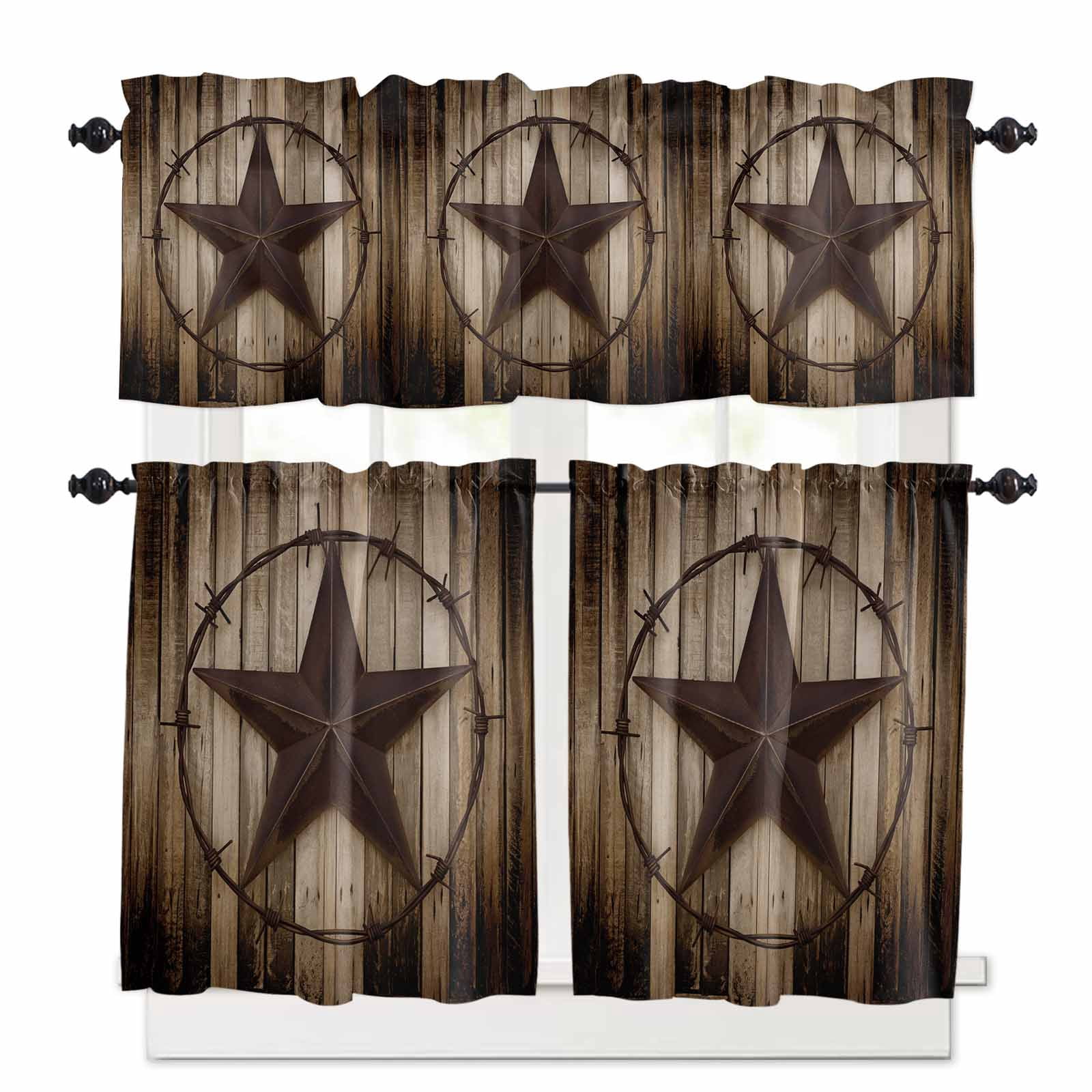 Western Star Retro Kitchen Curtains and Valances Set, 3 Piece Kitchen ...