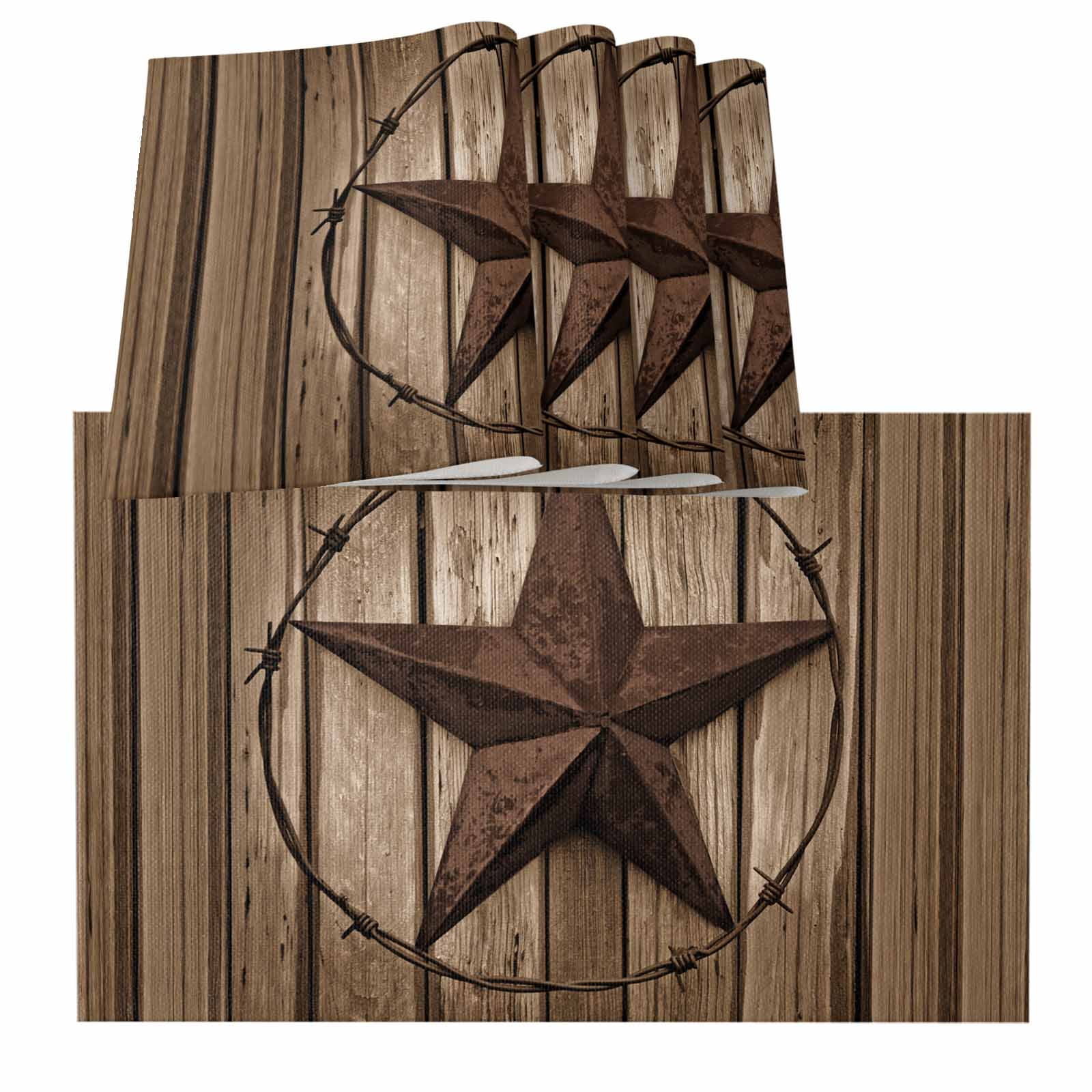 Western Star Retro Placemats for Dinning Table Set of 6, Brown Vintage ...
