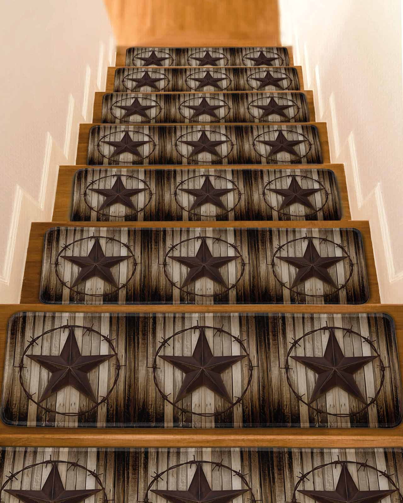 Western Star Retro Stair Treads for Wooden Steps Indoor Runner Rug ...