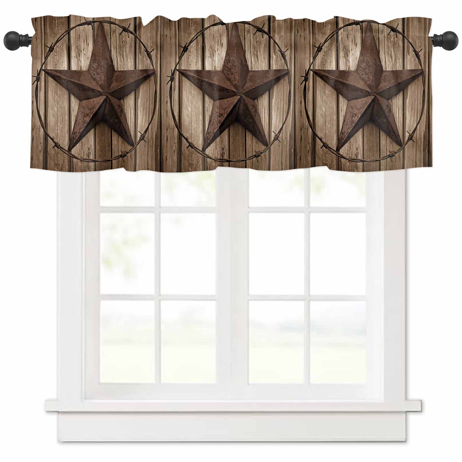 Western Star Retro Valances for Windows Farmhouse Kitchen Curtains ...