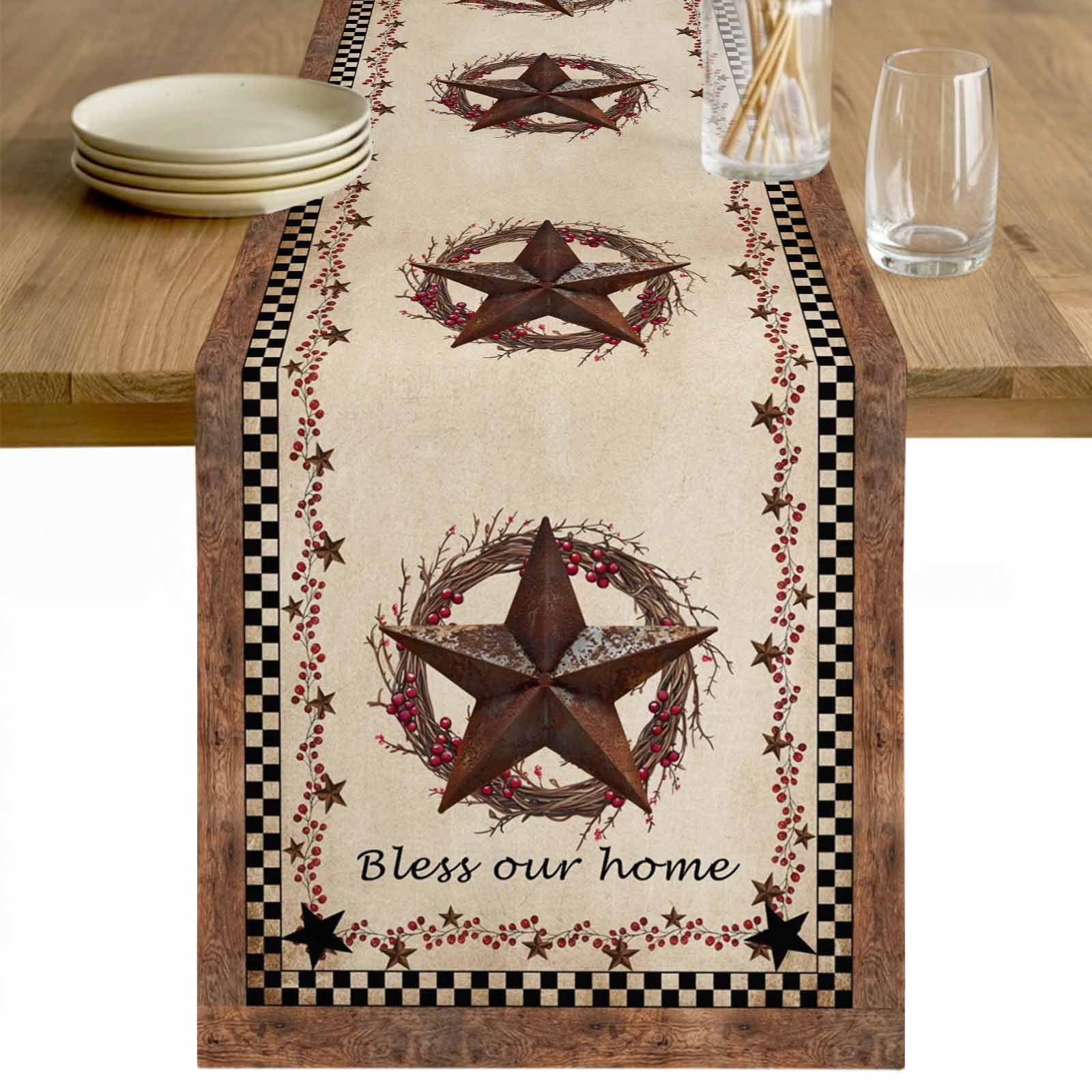 Western Star Vintage Table Runner - 60 Inch Long Country Texas Stars ...