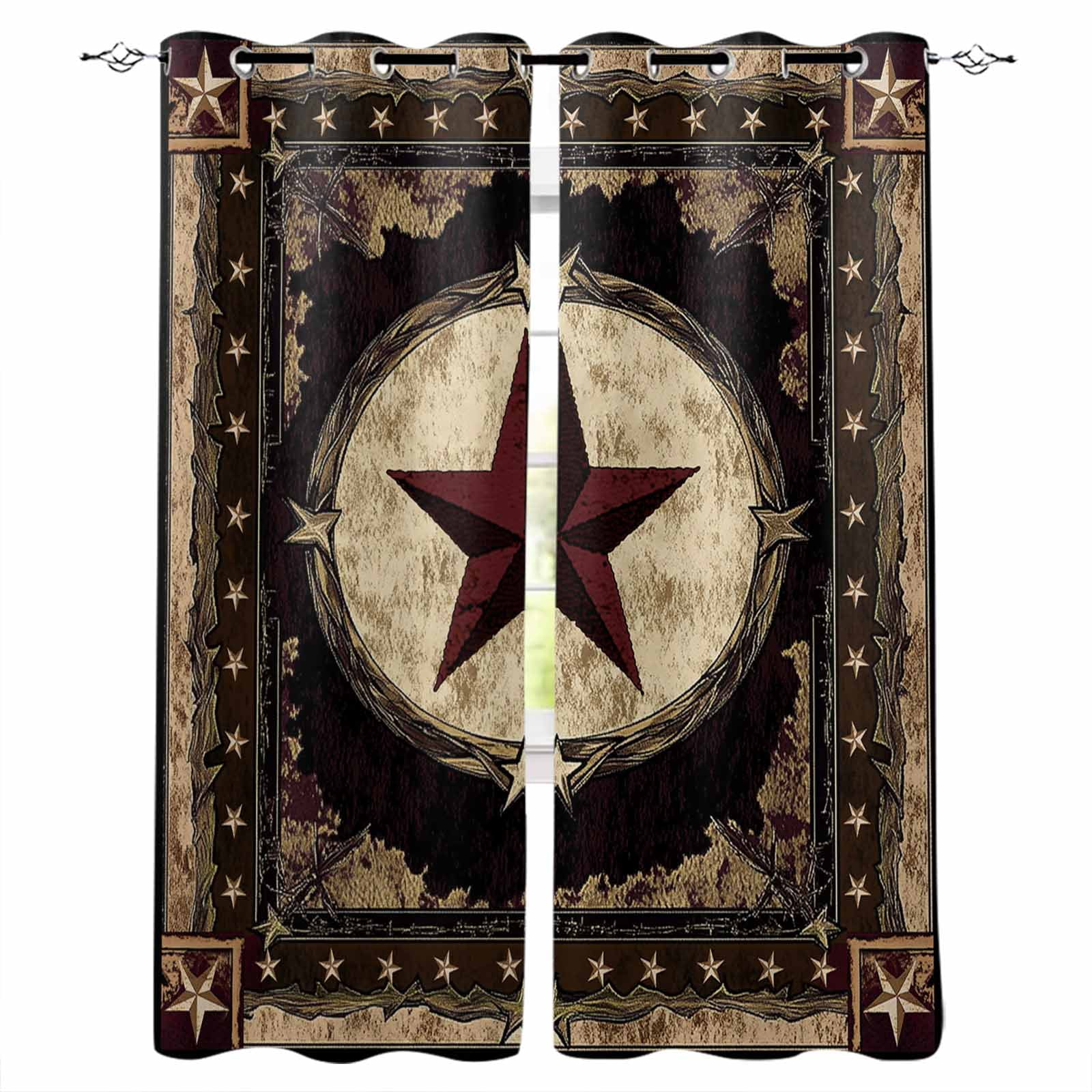 Western Stars Brown Blackout Curtains 45 Inches Long, Farmhouse Country ...