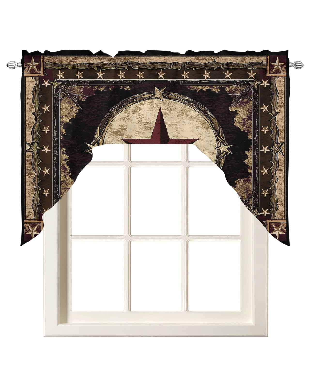 Western Stars Brown Kitchen Curtains Swag Valance for Windows/Bathroom ...