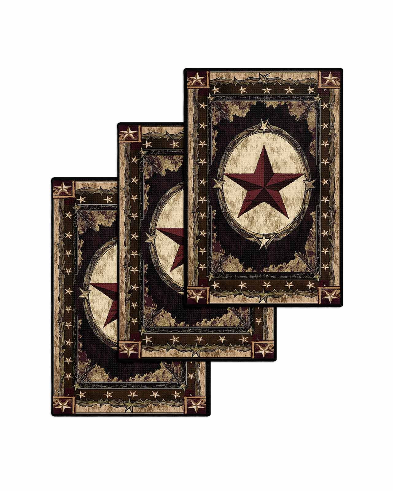 Western Stars Brown Kitchen Dish Towels for Drying Dishes Set of 3 ...