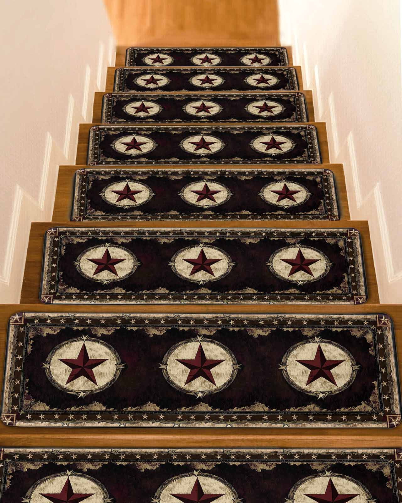 Western Stars Brown Stair Treads for Wooden Steps Indoor Runner Rug ...