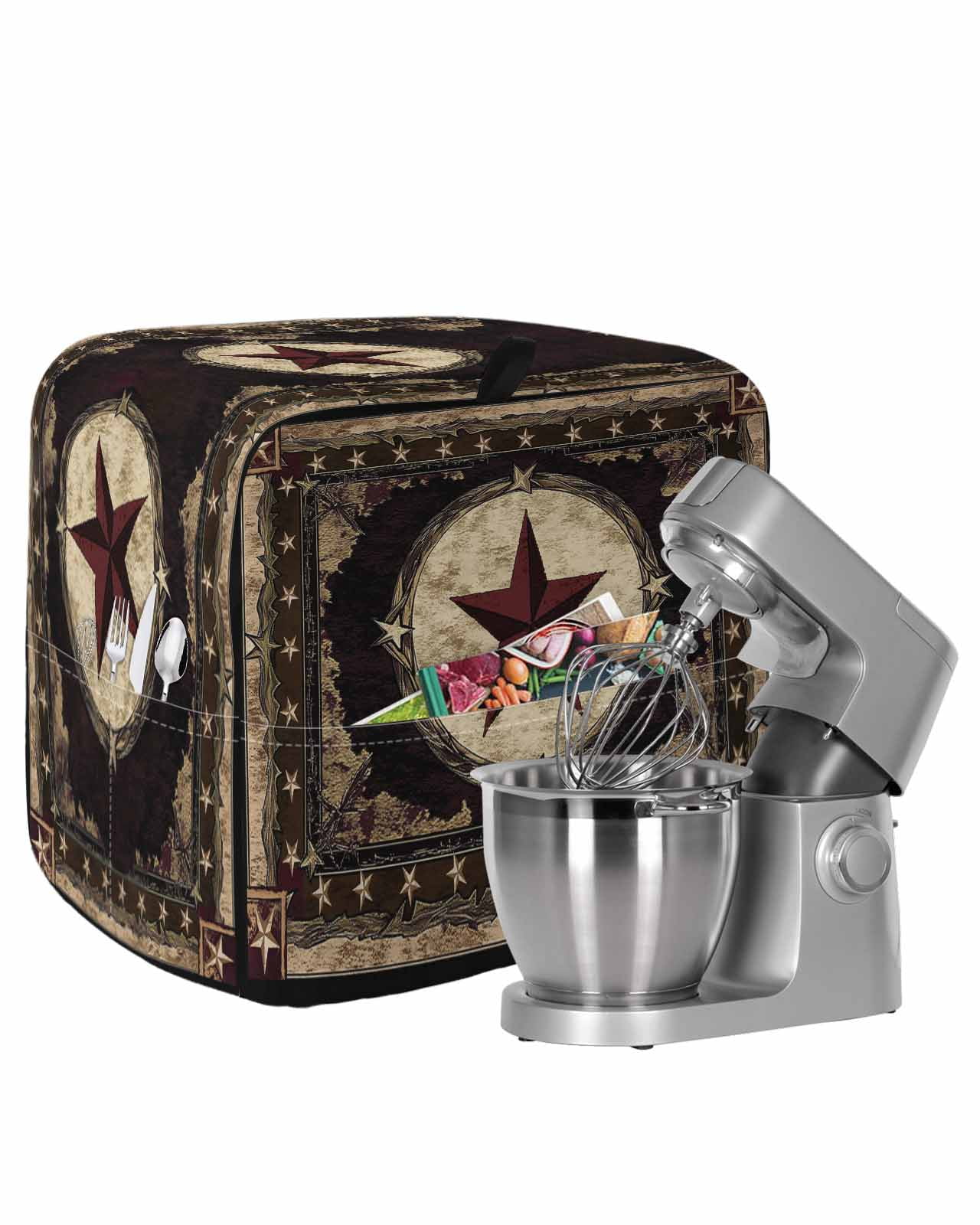 Western Stars Brown Stand Mixer Dust Cover with Storage Pocket ...