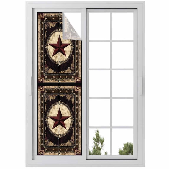 Western Stars Brown Window Privacy Film, Farmhouse Country Vintage Wood ...