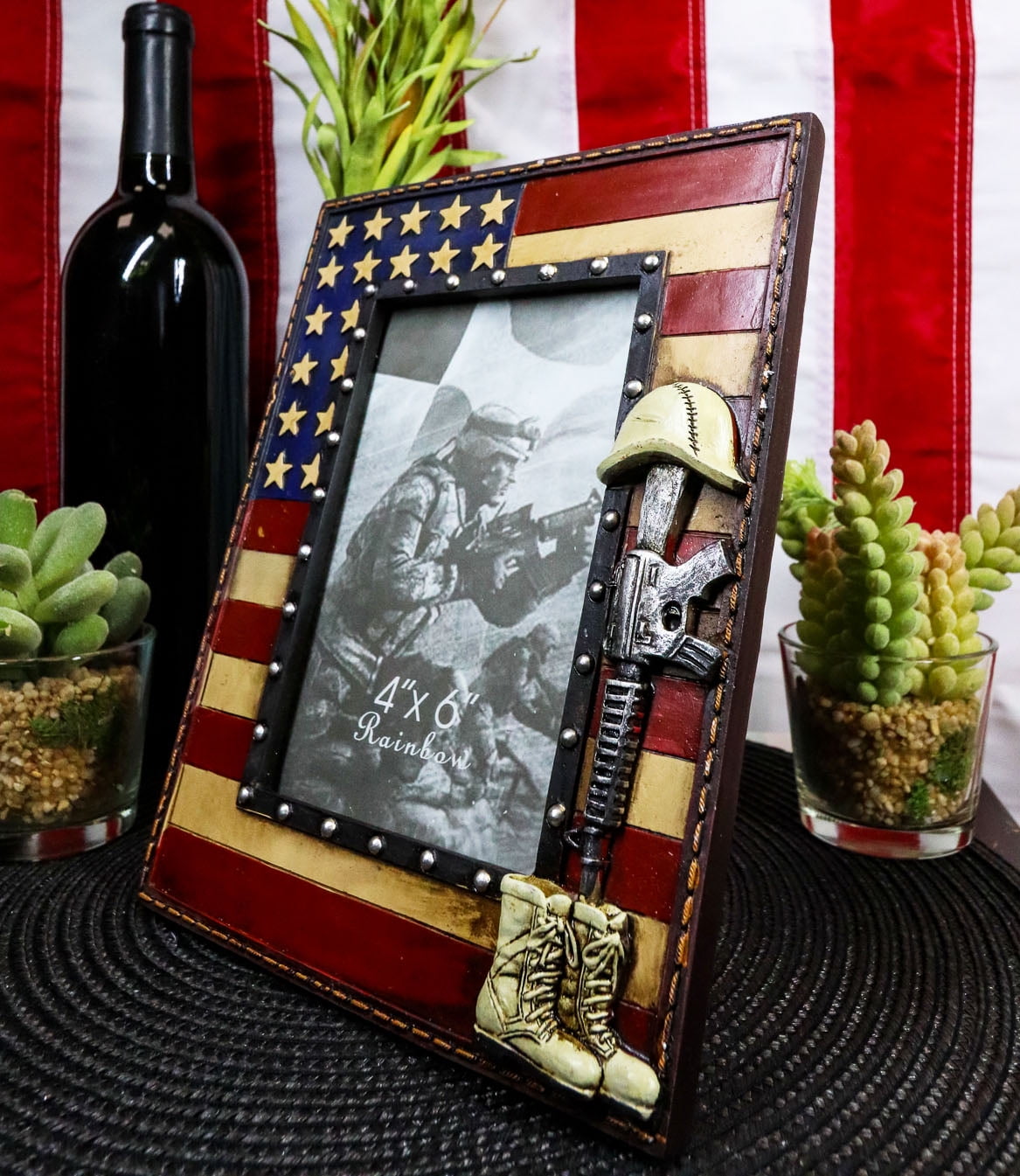 Western Stars USA Flag Fallen Soldier Boots Rifle Helmet Picture Frame ...