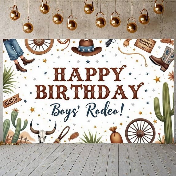 Western Style Banner Cowboy Theme Rodeo Display Boys' Design Star ...