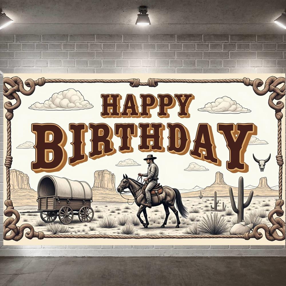 Western Style Banner Cowboy Theme Western Backdrop Vintage Design Rope ...
