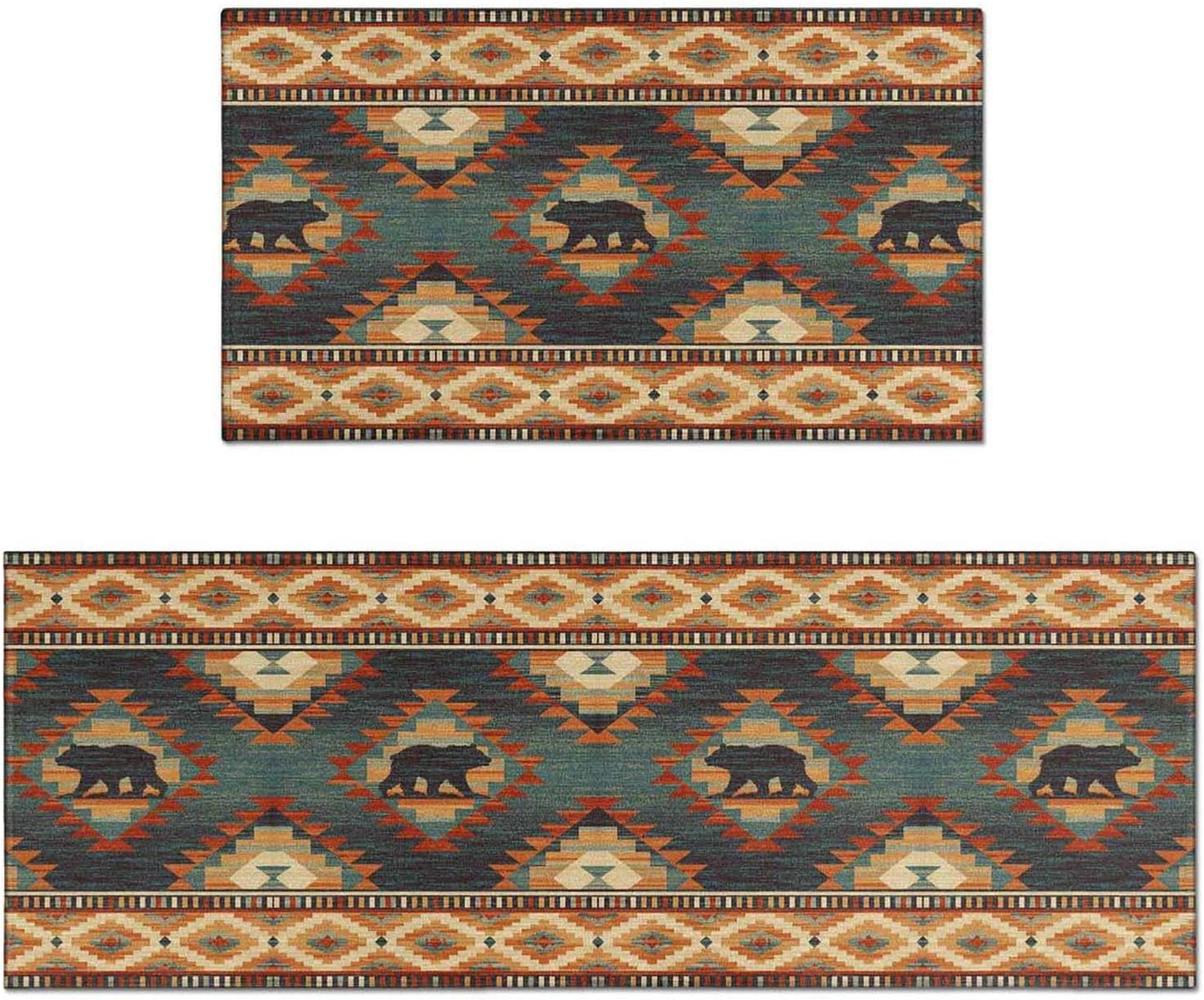 Western Style Kitchen Rugs and mats Set of 2,Country Vintage Kitchen ...