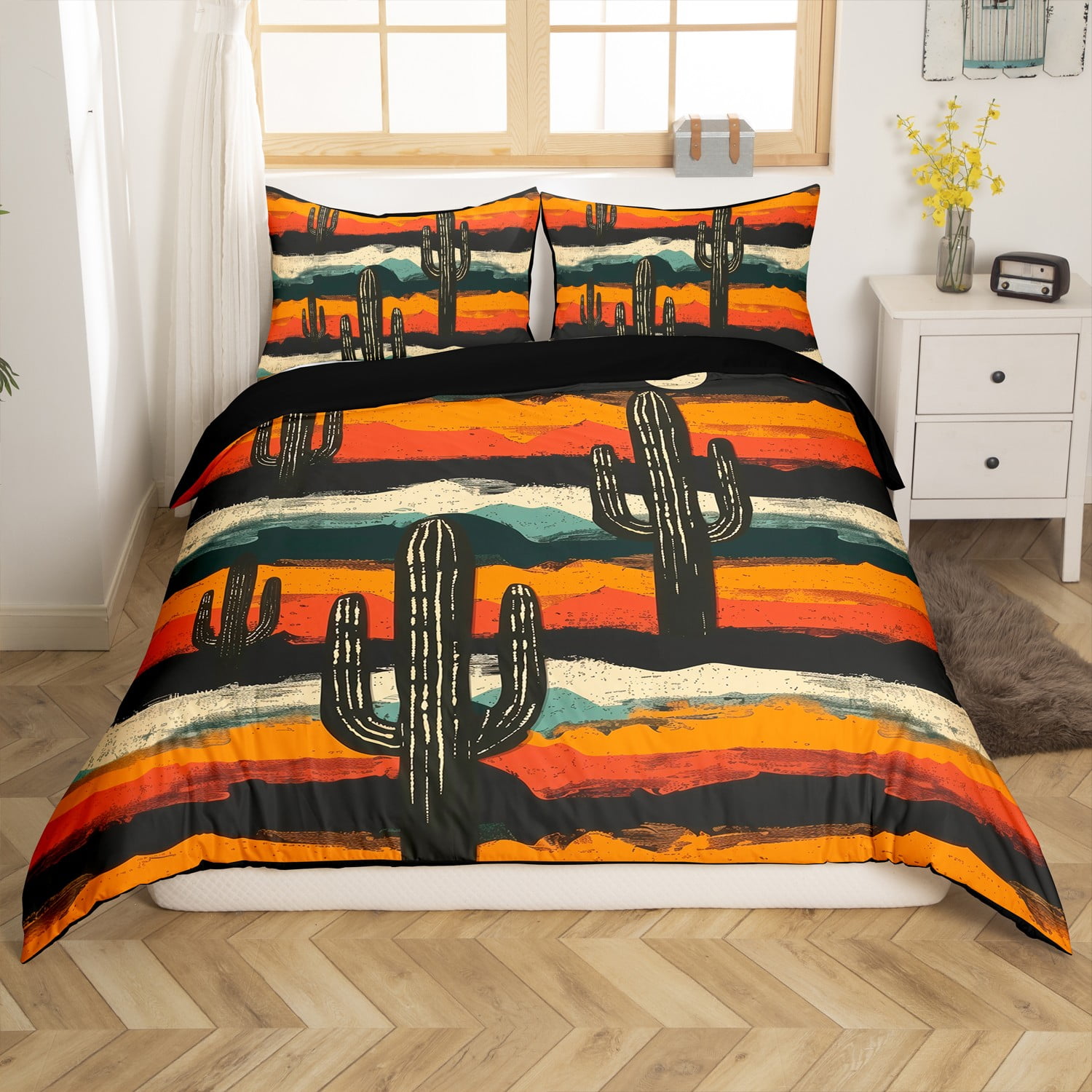 Western Style Bedding Set,West Cactus Desert Duvet Cover Room Decor ...