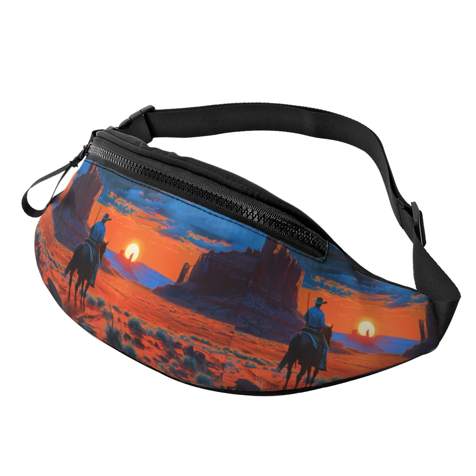 Western Sunset Desert Cowboy A Fanny Packs Waist Bag Crossbody Bags for ...