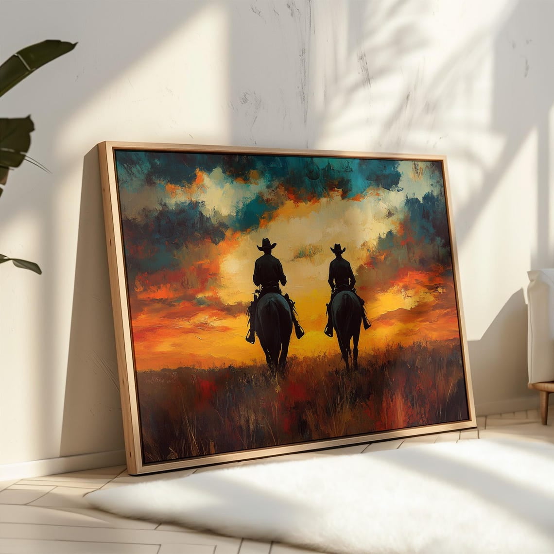 Western Sunset Riders – Cowboy Wall Art Print, Horseback Silhouette, Rustic Western Decor ...