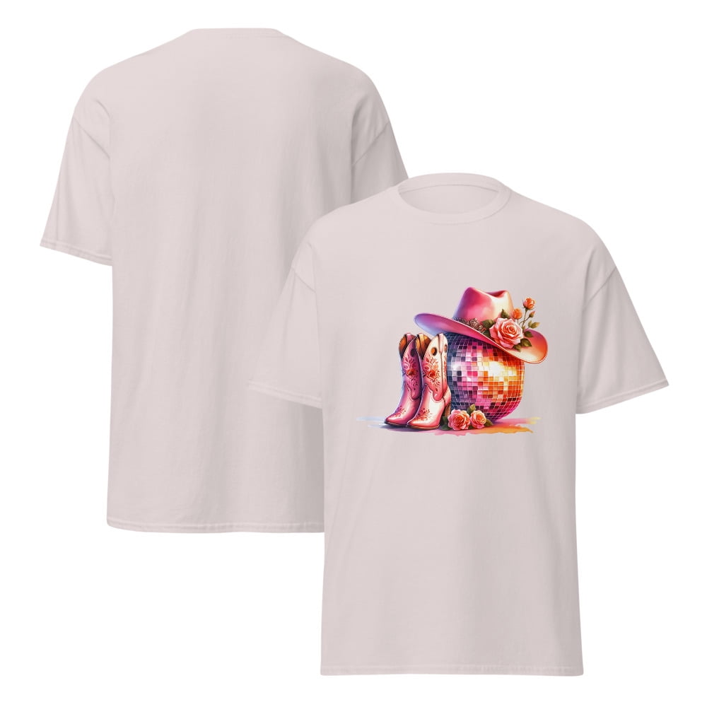 Western T-Shirt, Line Dancing, Disco ball, Cowgirl Boots, Cowgirl Hat Tee, Country Style (Ice ...