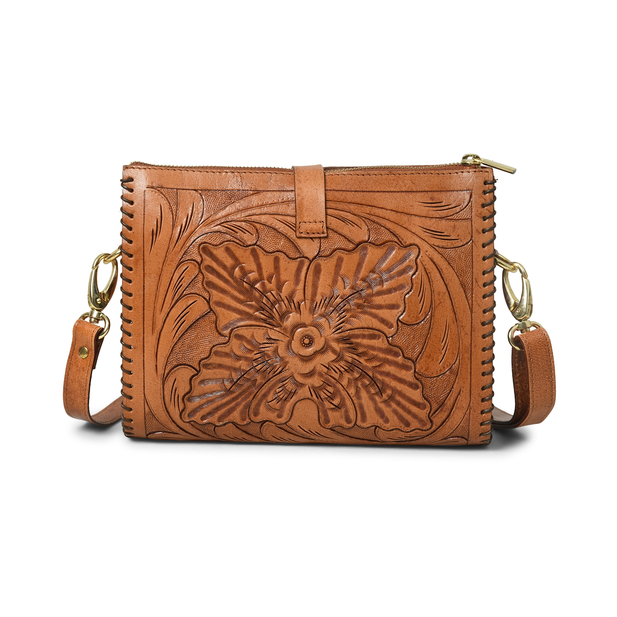 Western Tan Leather Handcrafted Shoulder Bag for Women, Adjustable ...