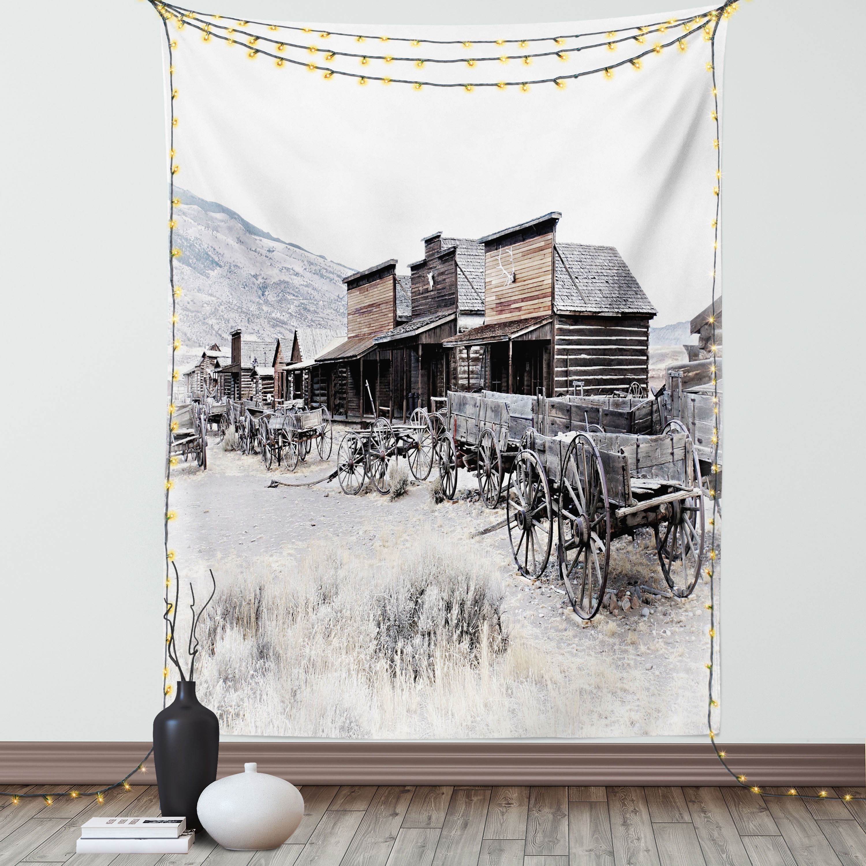 Western Tapestry, Old Wooden Wagons from 20's in Ghost Town Antique ...