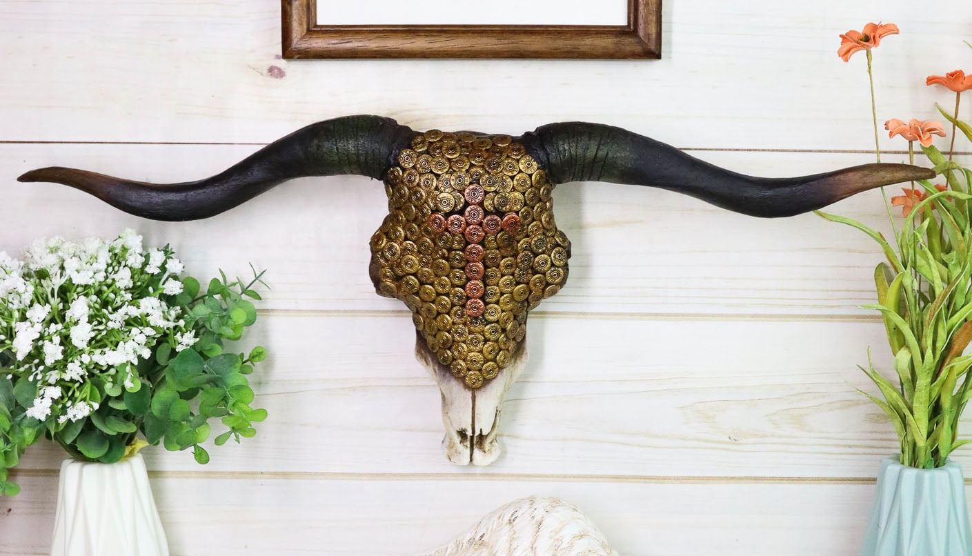 Ebros Gift Western Texas Longhorn Bull Cow Skull Polyresin Sign ...