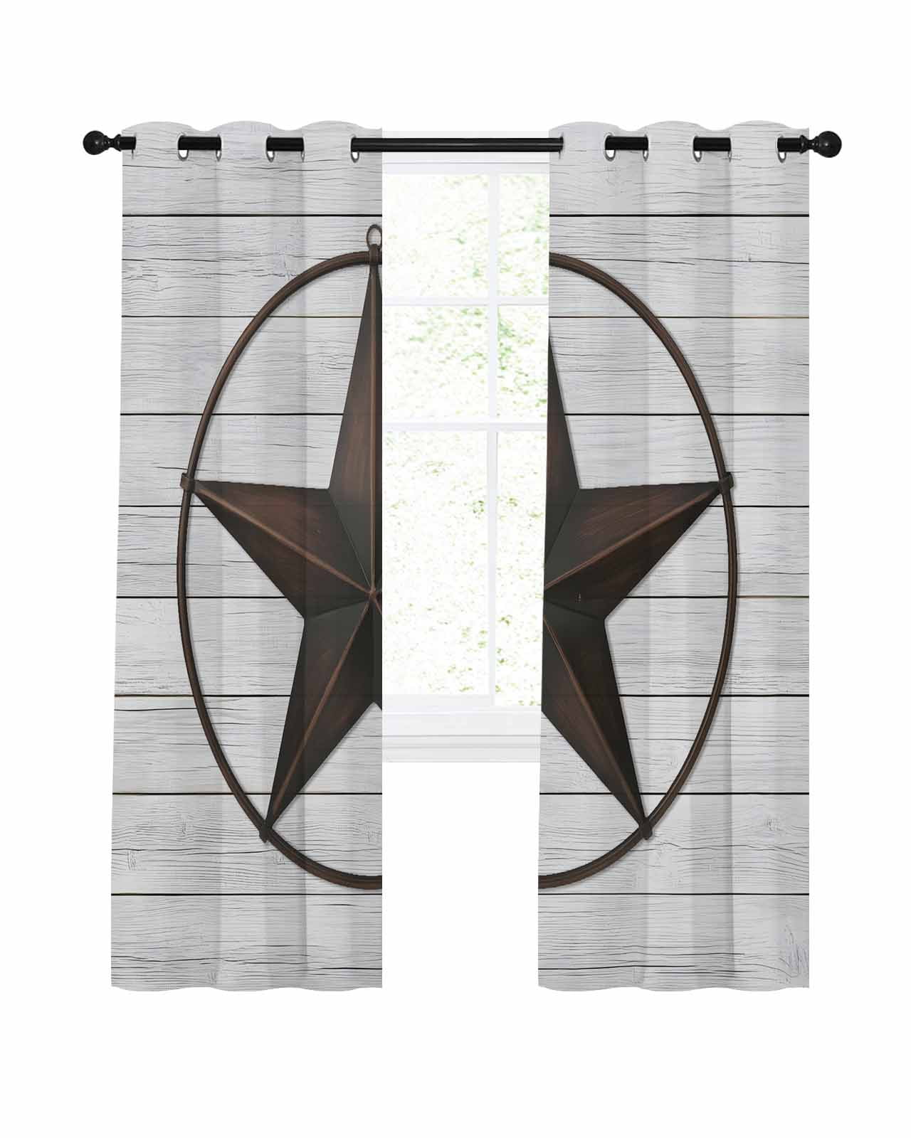 Western Texas Star Barn Blackout Curtains 63 Inch Length Rustic Wood ...