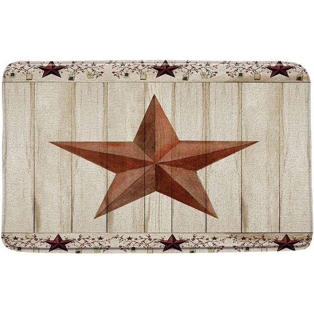 Western Texas Star Bath Mat, Barn Star Rustic Wooden Wood Door Country ...