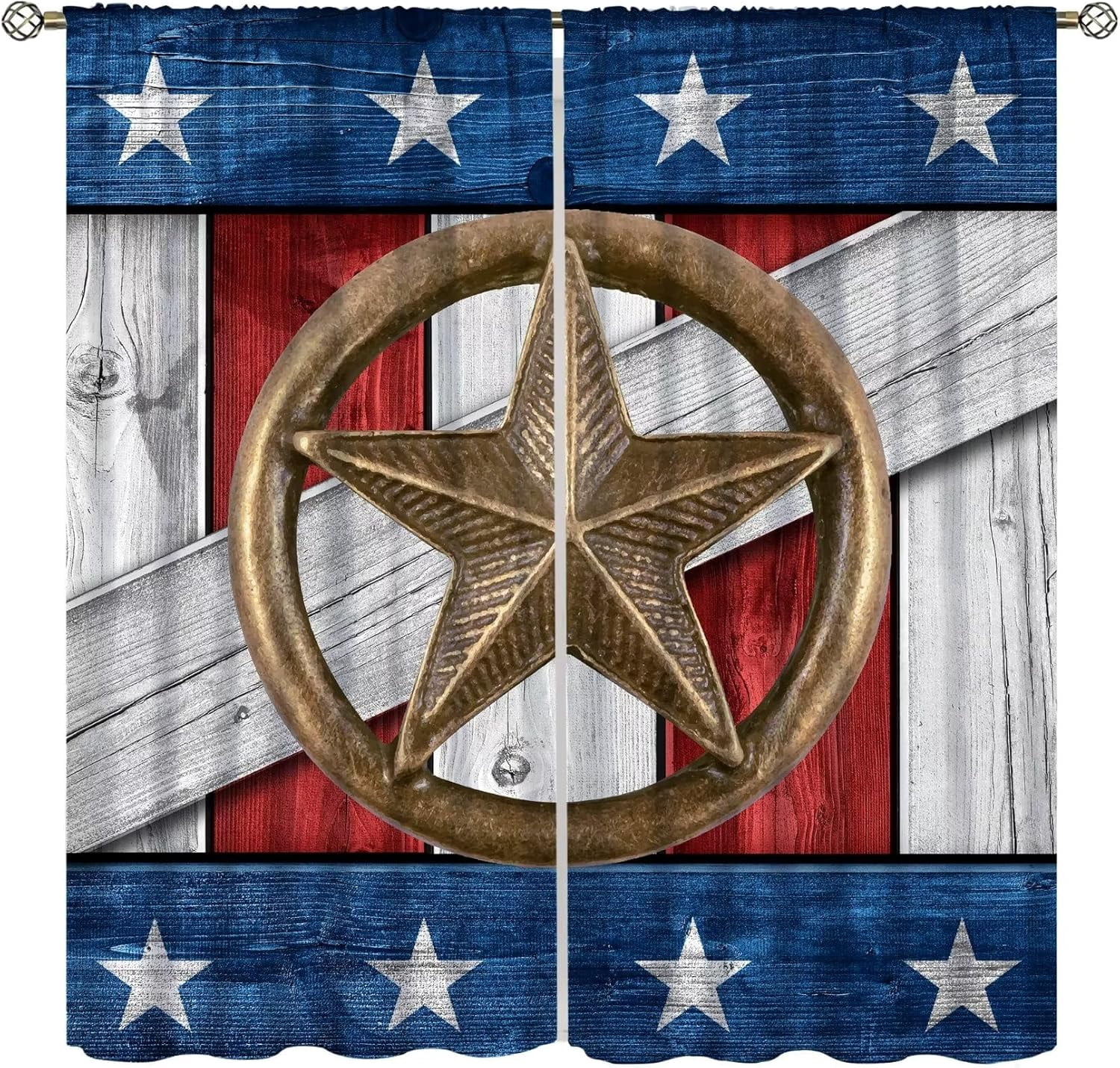 Western Texas Star Curtains Vintage Wooden Door Farmhouse Country ...
