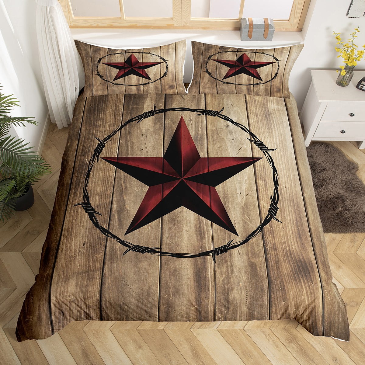 Western Texas Star Duvet Cover Retro Vintage Circle Bedding Set Gifts ...