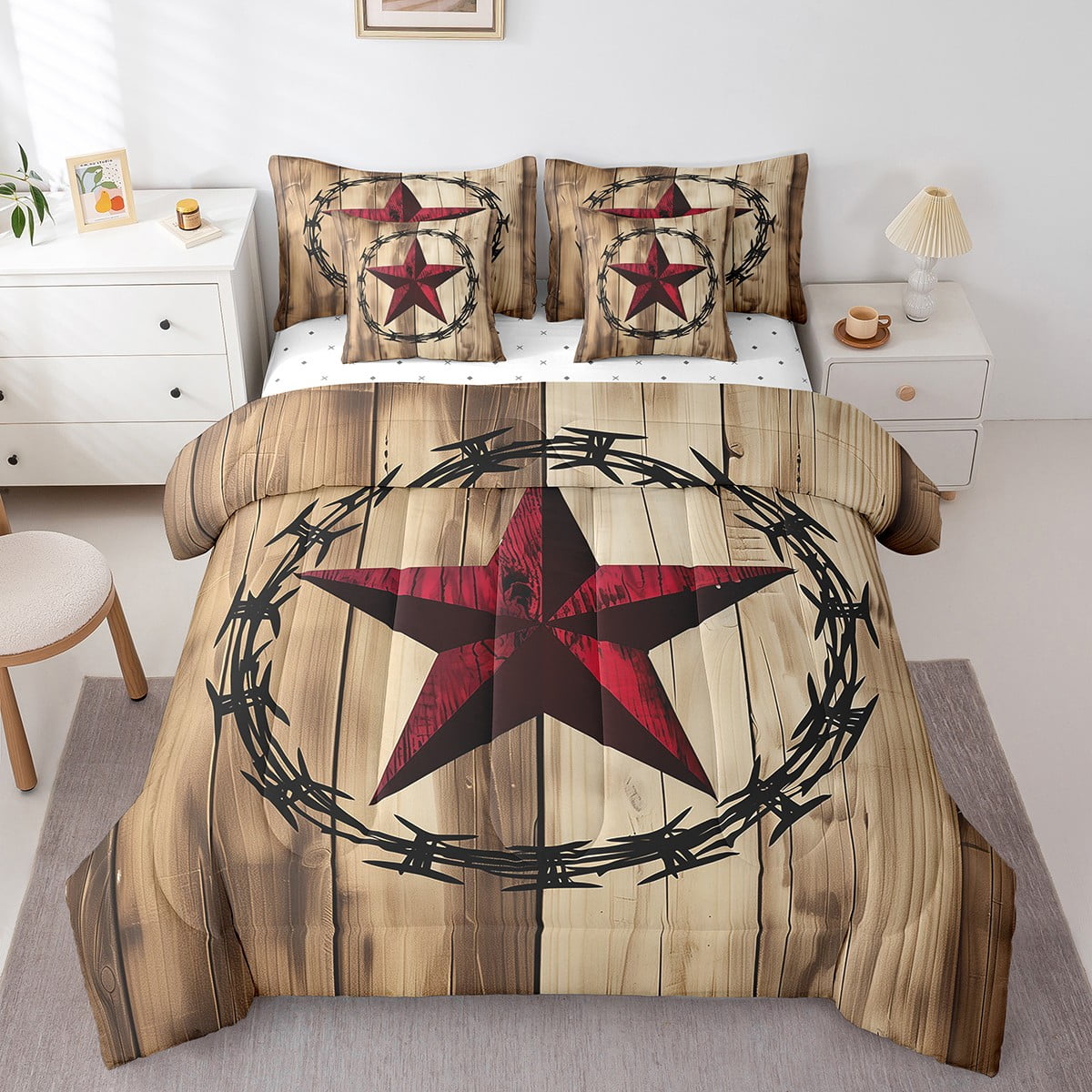 Western Texas Star Queen Size Comforter Set 7 Piece Retro Vintage ...