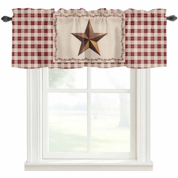 Western Texas Star Retro Rod Pocket Curtain Valance, Rustic Vintage ...