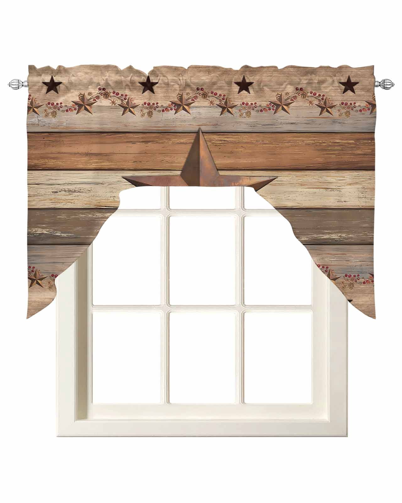 Western Texas Star Retro Swag Valances for Windows, Small Curtains ...
