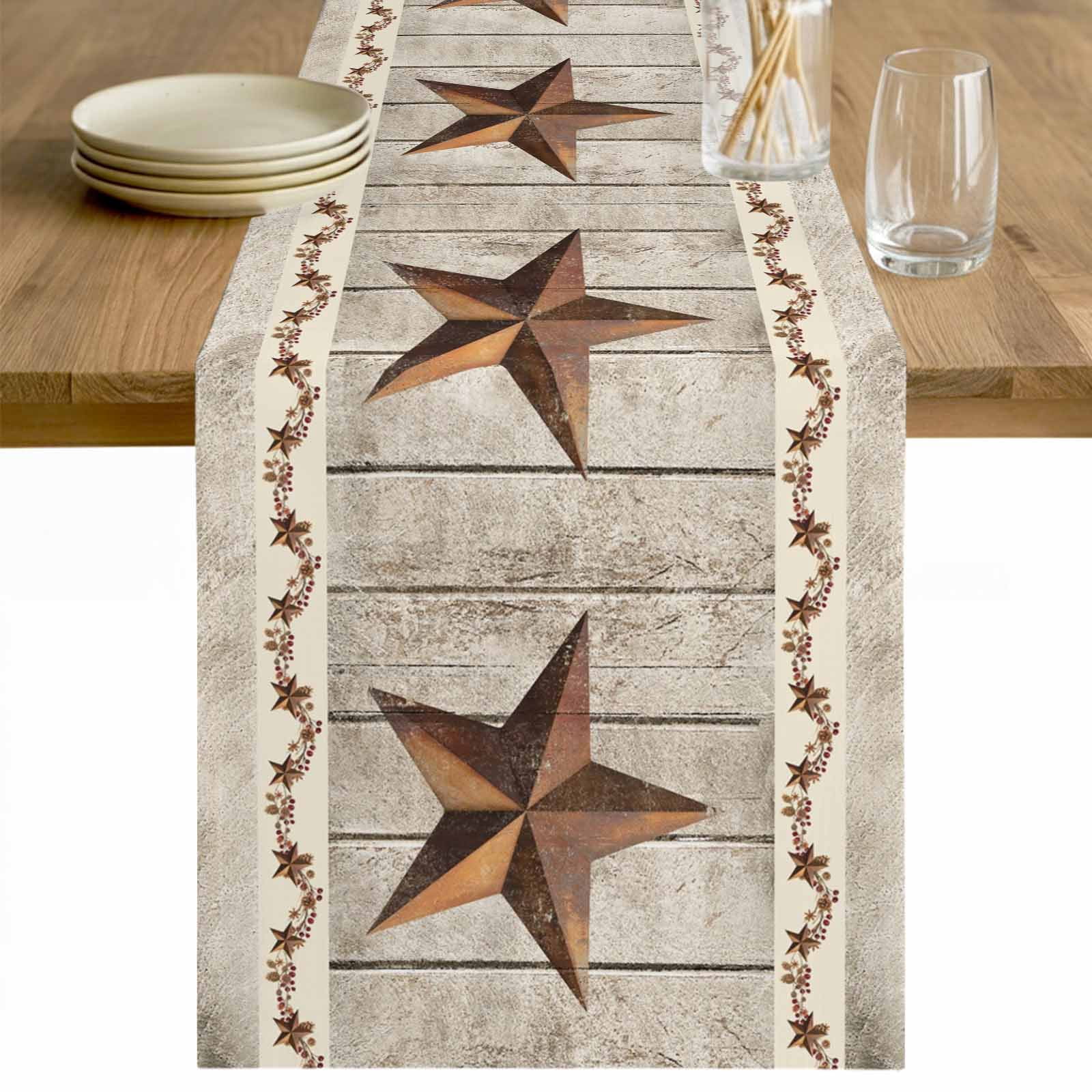 Western Texas Star Retro Table Runner - 108 Inch Long Country Farmhouse ...
