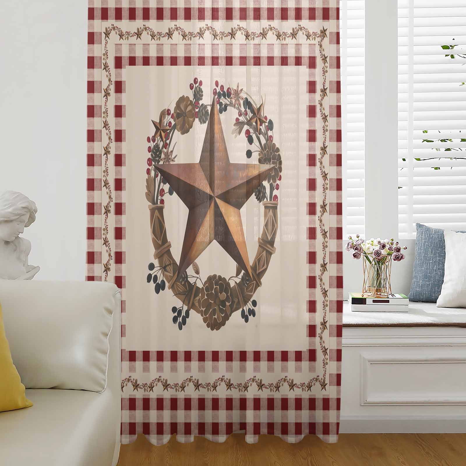 Western Texas Star Vintage Semi Sheer Curtains Drapes for Living Room ...