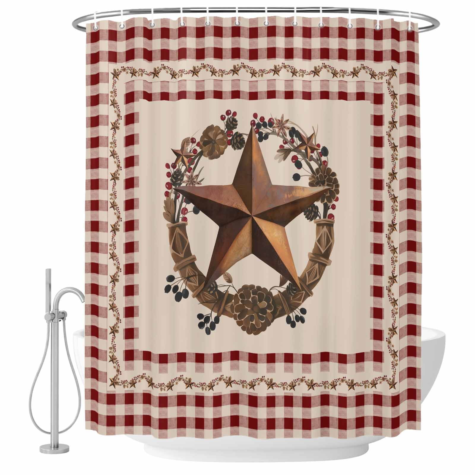 Western Texas Star Vintage Shower Curtain Set - 48" x 72" Washable ...